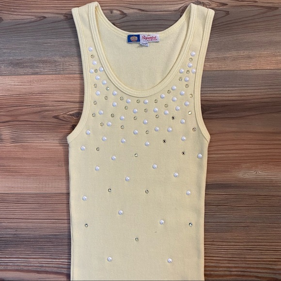Tops | Bejeweled By Susan Fixel Yellow Tank | Poshmark